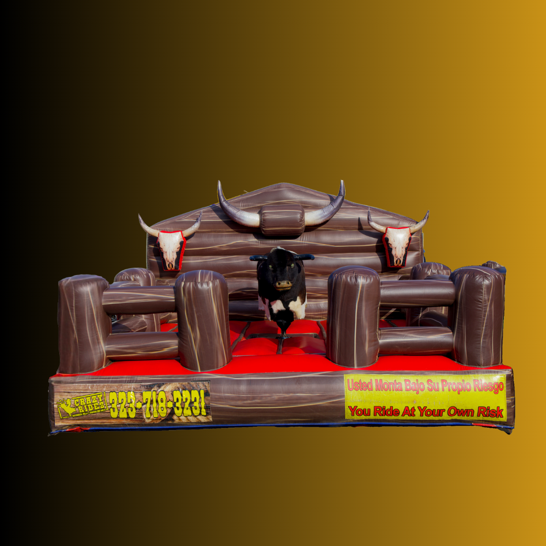 Mechanical Bull Set Black and White Bull Brown Bull Bed – Crazy Rides ...